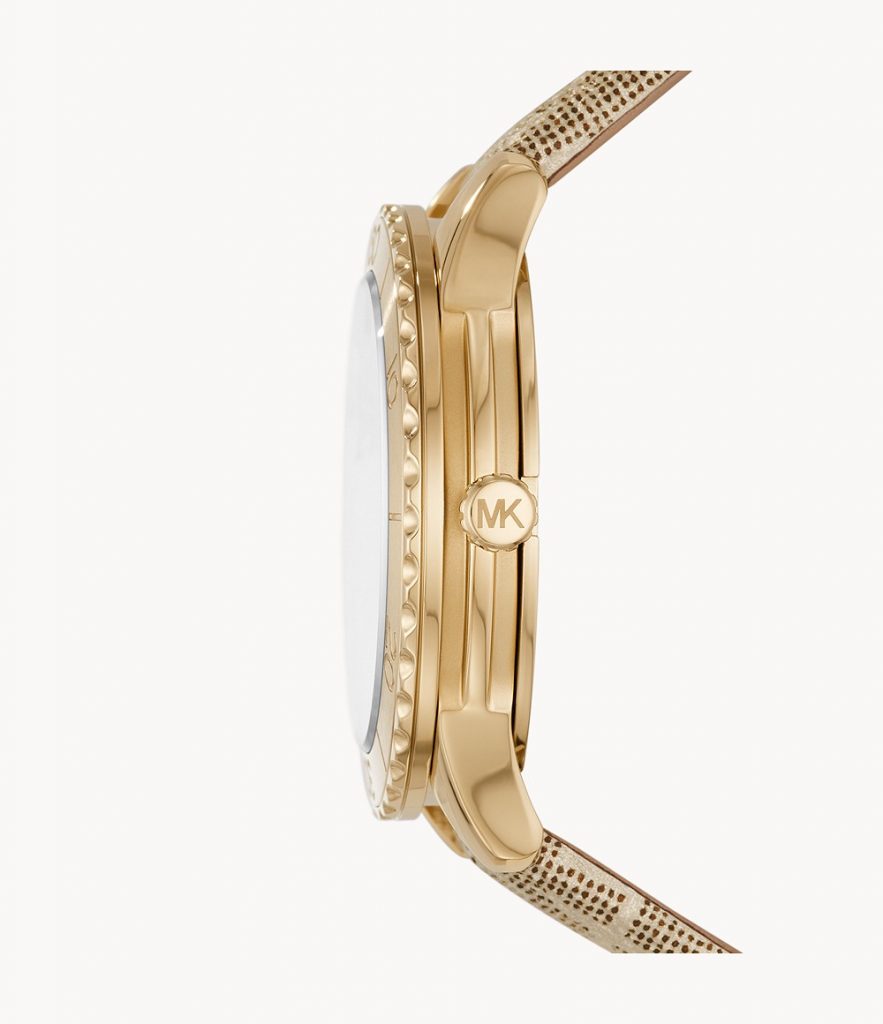 Reloj Michael Kors Runway de tres manecillas en tono dorado de PVC ...