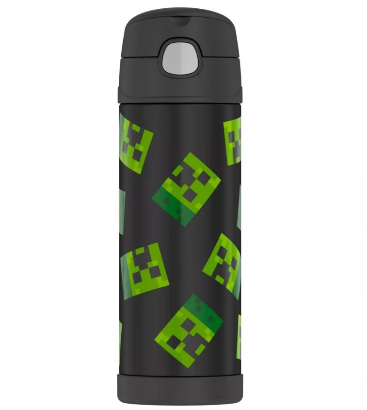 Botella de agua Thermos FUNtainer Minecraft de 16 oz con asa – Open Box