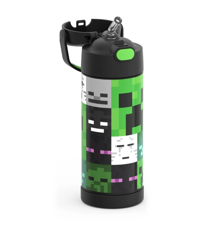 Minecraft Thermos FUNtainer Botella de agua de 14 oz con asa – Open Box