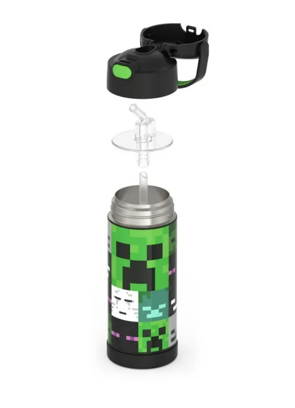 Minecraft Thermos FUNtainer Botella de agua de 14 oz con asa – Open Box